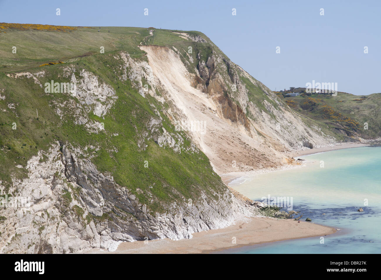 Rock Fall on cliffs near Durdle Door in Dorset England Stock Photo - Alamy