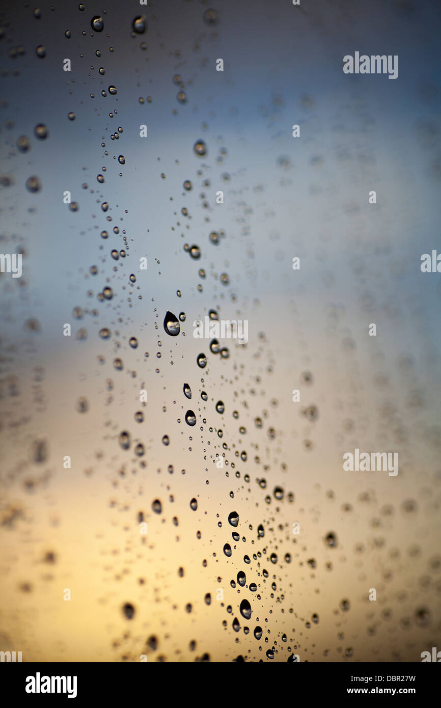 Water droplets from the rain on a window Stock Photo - Alamy