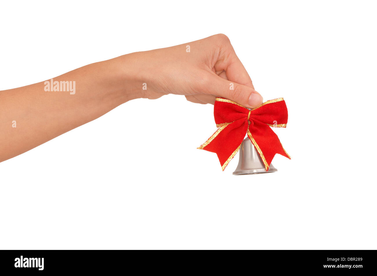 hand bell with red bow Stock Photo - Alamy