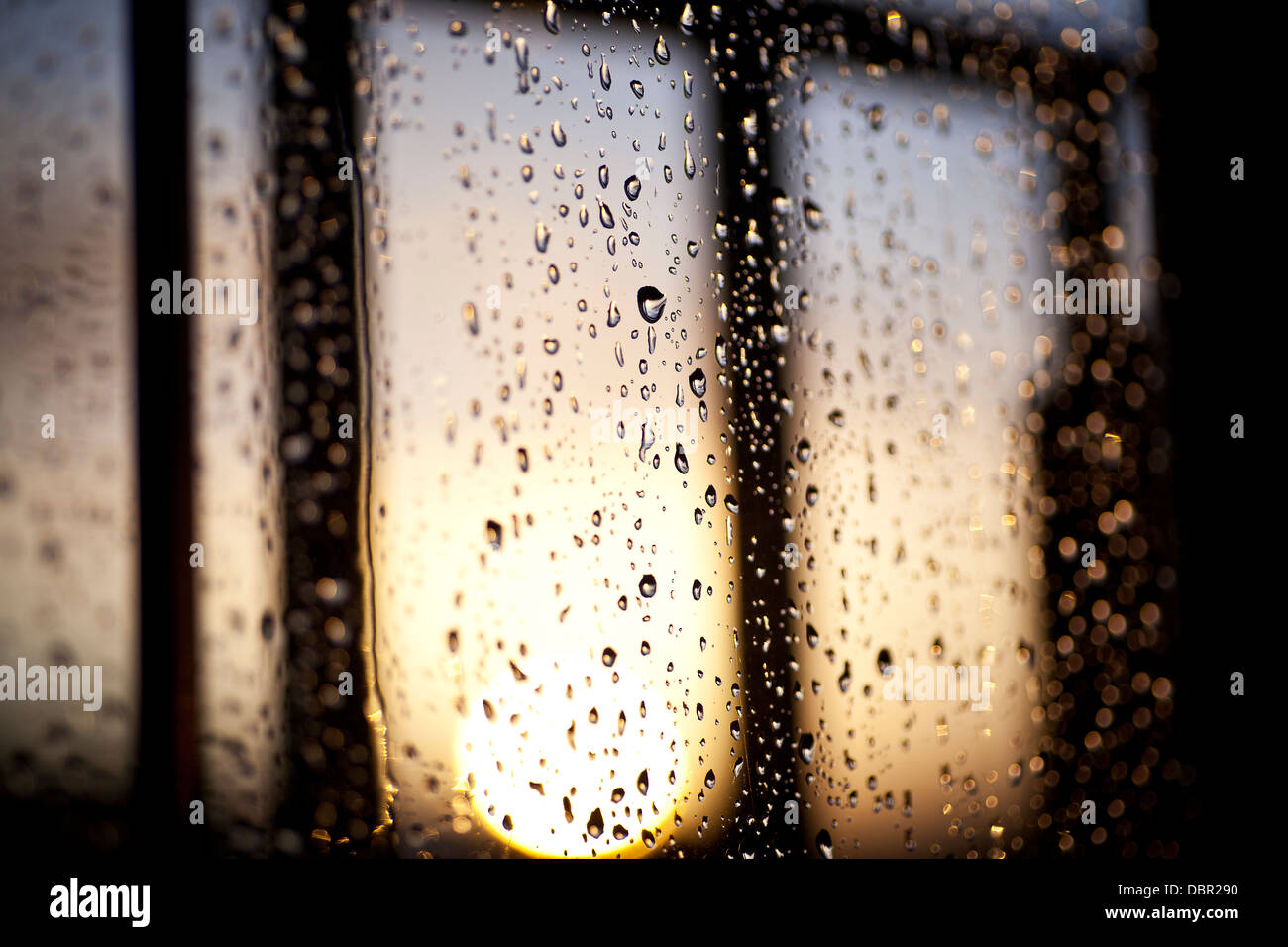 Water droplets from the rain on a window Stock Photo - Alamy
