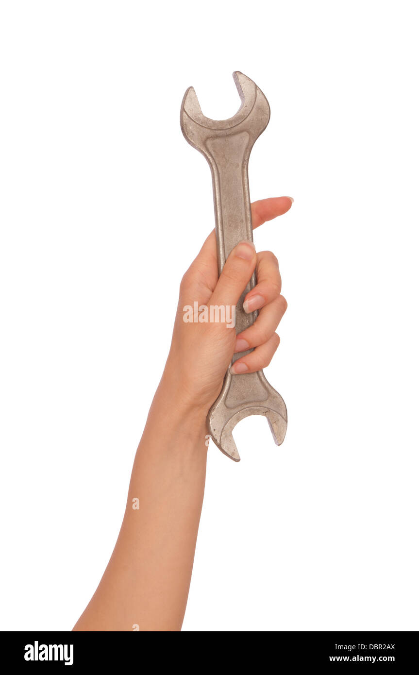 Hand holding broken spanner Cut Out Stock Images & Pictures - Alamy