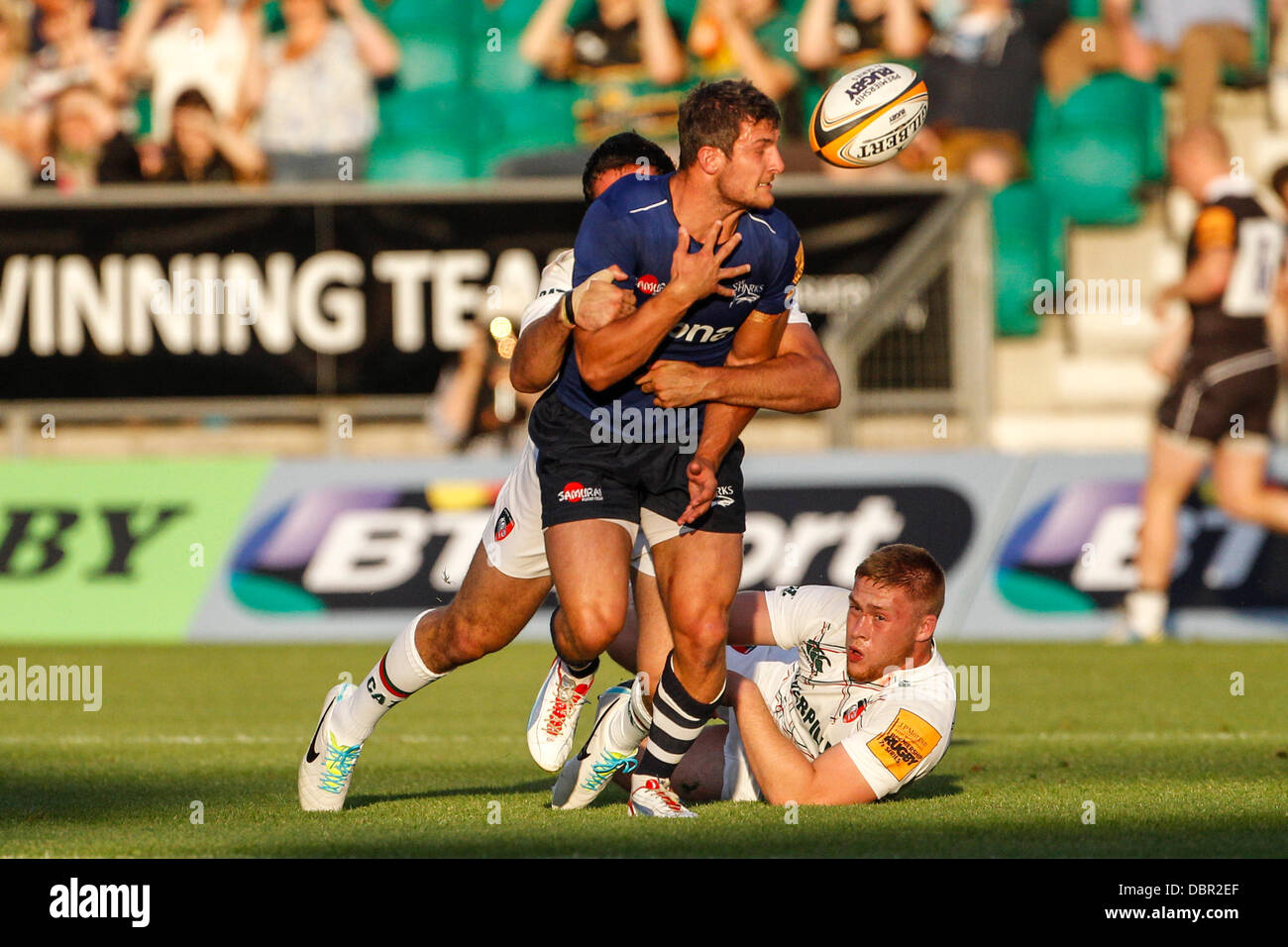Northampton, UK. 02nd Aug, 2013. Will CLIFF of Sale Sharks loses the ...