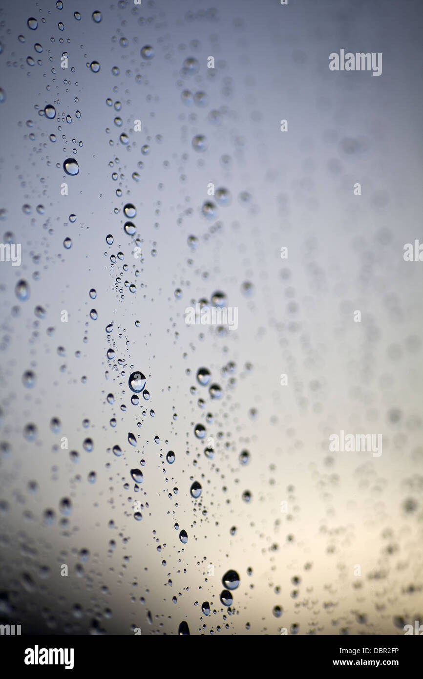 Water droplets from the rain on a window Stock Photo - Alamy