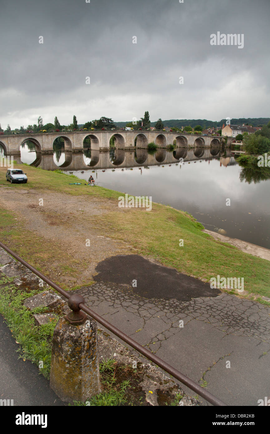 Bridge over La Creuse at Descartes in the Indre et Loire region of ...