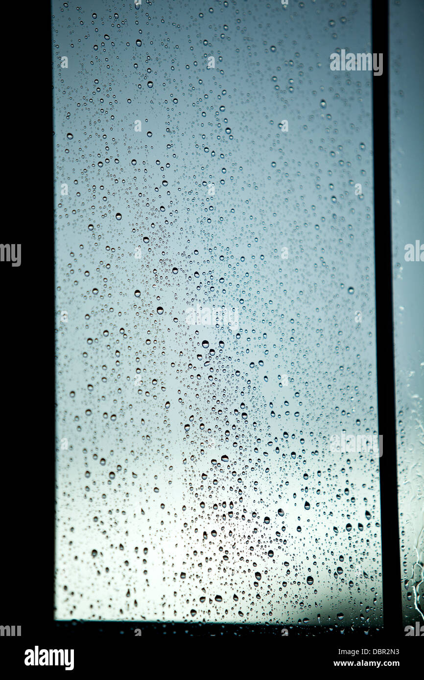 Water droplets from the rain on a window Stock Photo - Alamy