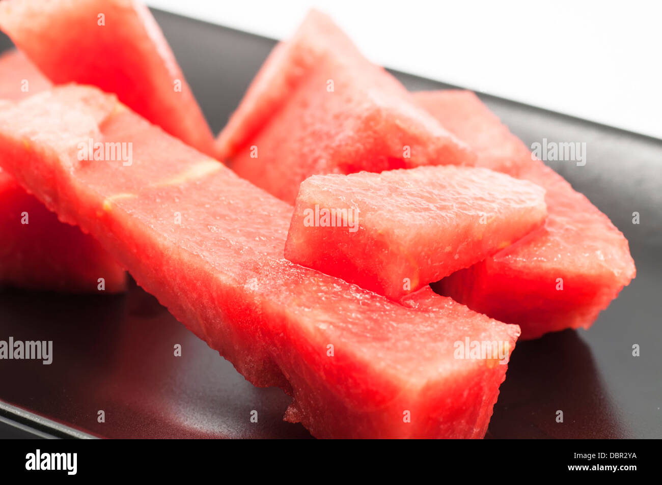 Chunks of watermelon on a plate Stock Photo - Alamy