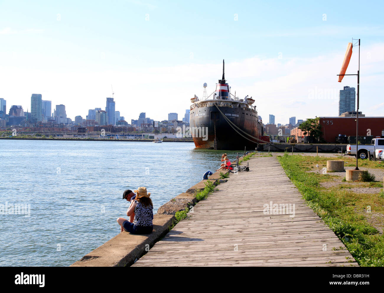 A view of the industrial port on the Lake Ontario in Toronto, Canada ...