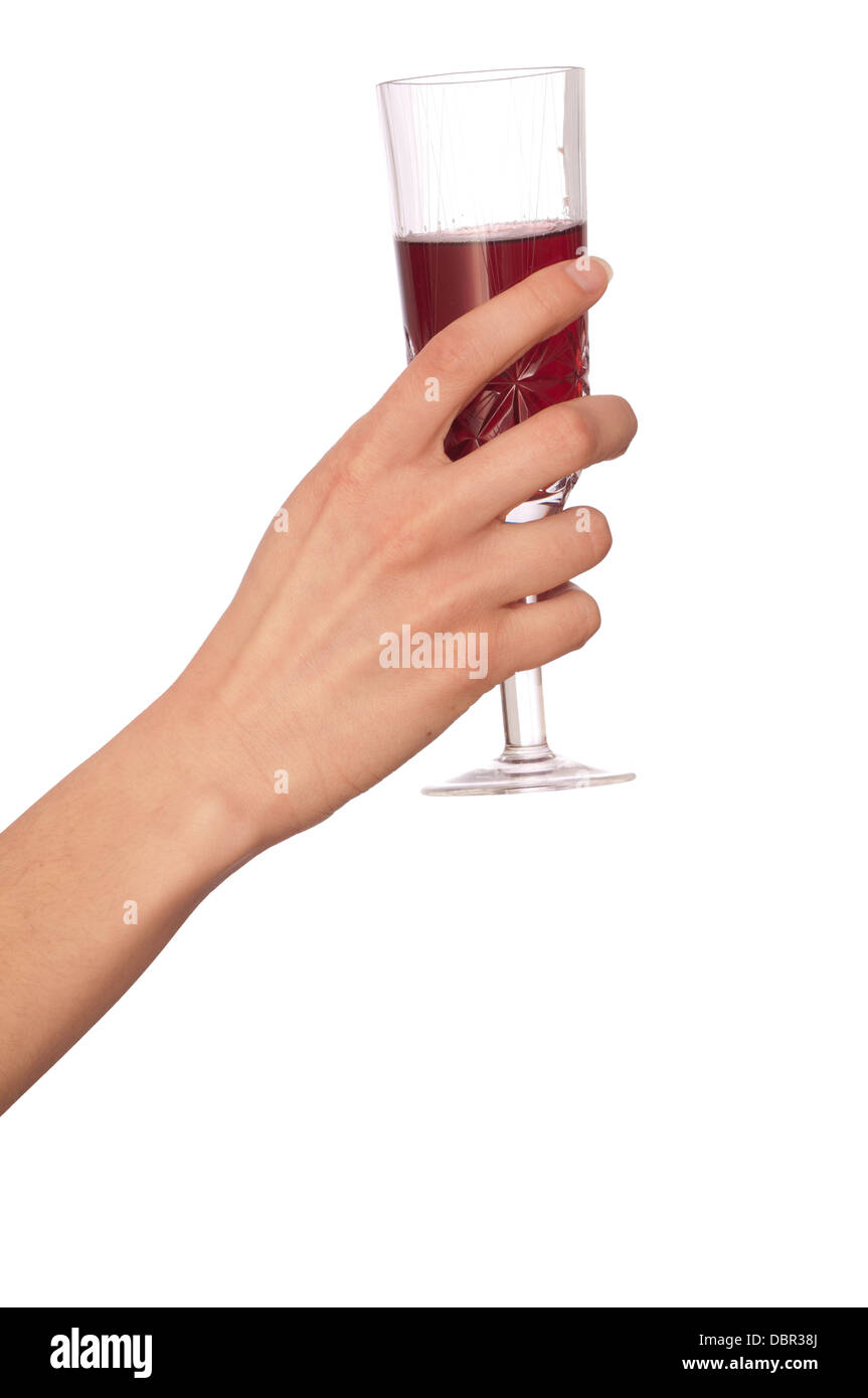 Hand holding champagne glass Cut Out Stock Images & Pictures - Alamy