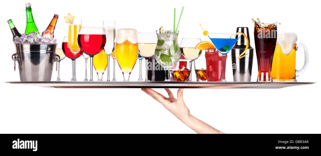 Woman tray drinks Cut Out Stock Images & Pictures - Alamy