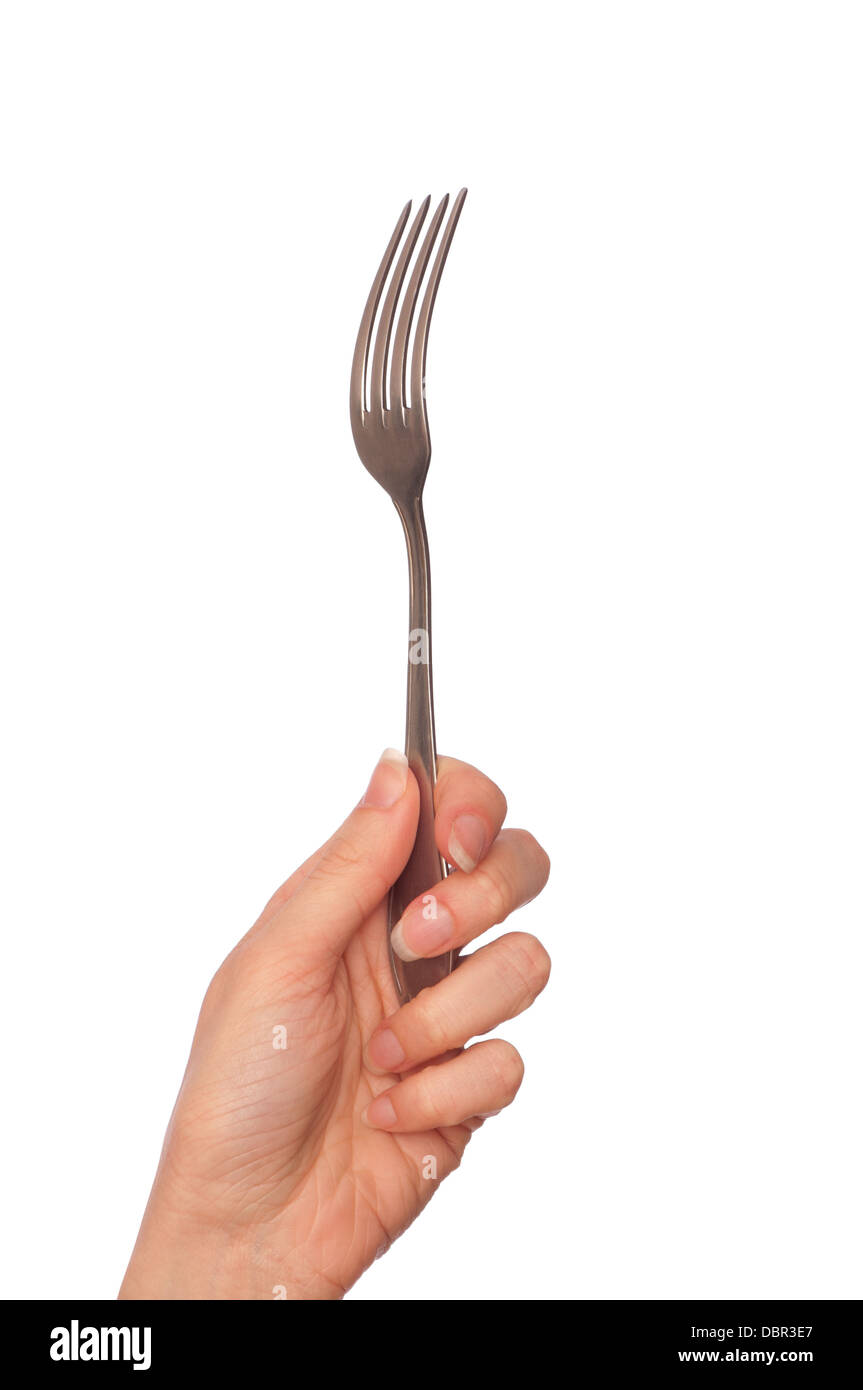 Hand holding fork Cut Out Stock Images & Pictures - Alamy