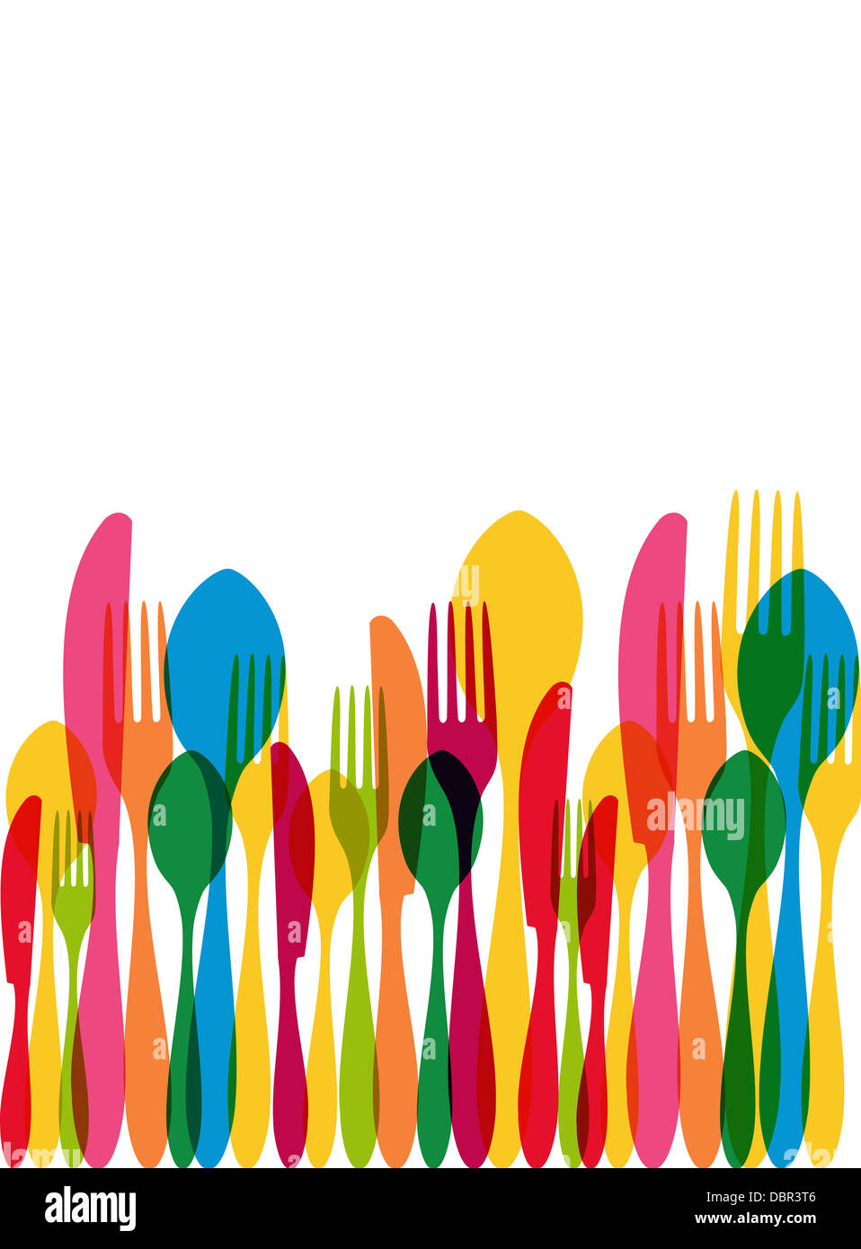 colorful fork, knife and spoon for restaurant or food project Stock ...
