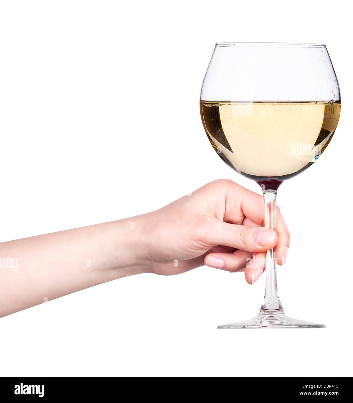 glass of white wine making toast isolated on a white background Stock ...