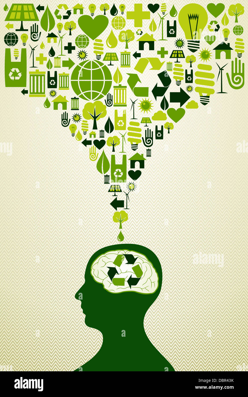 Think eco energy icons human head. This vector illustration is layered ...
