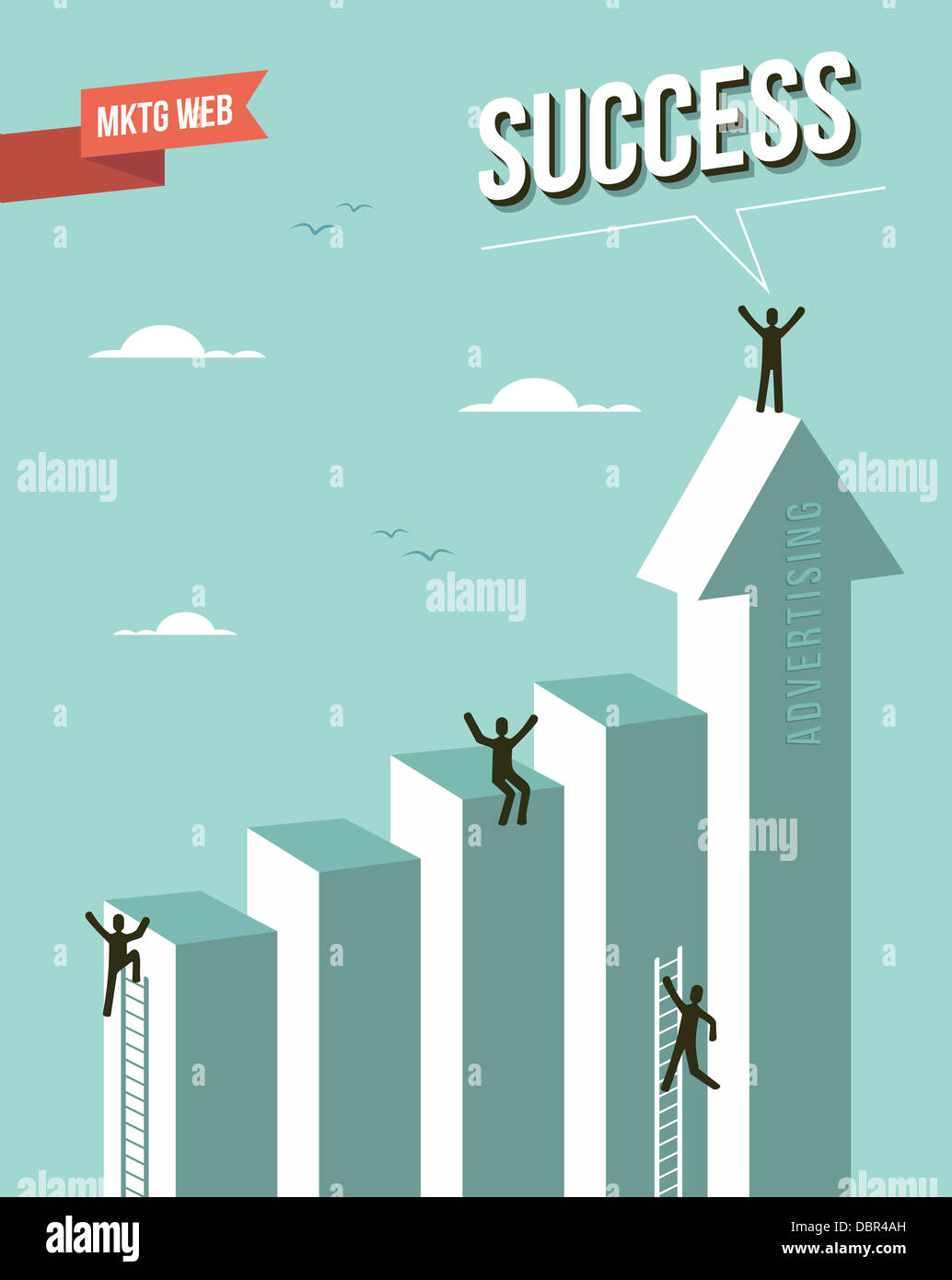 Web marketing Success chart illustration. This illustration is layered ...