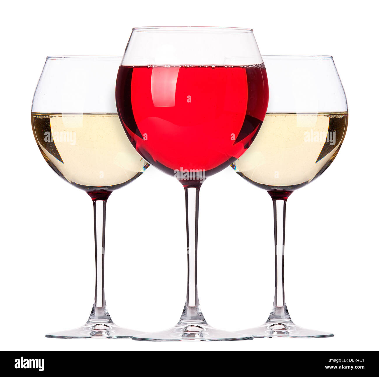 glass of white and red wine set isolated on a white background Stock ...