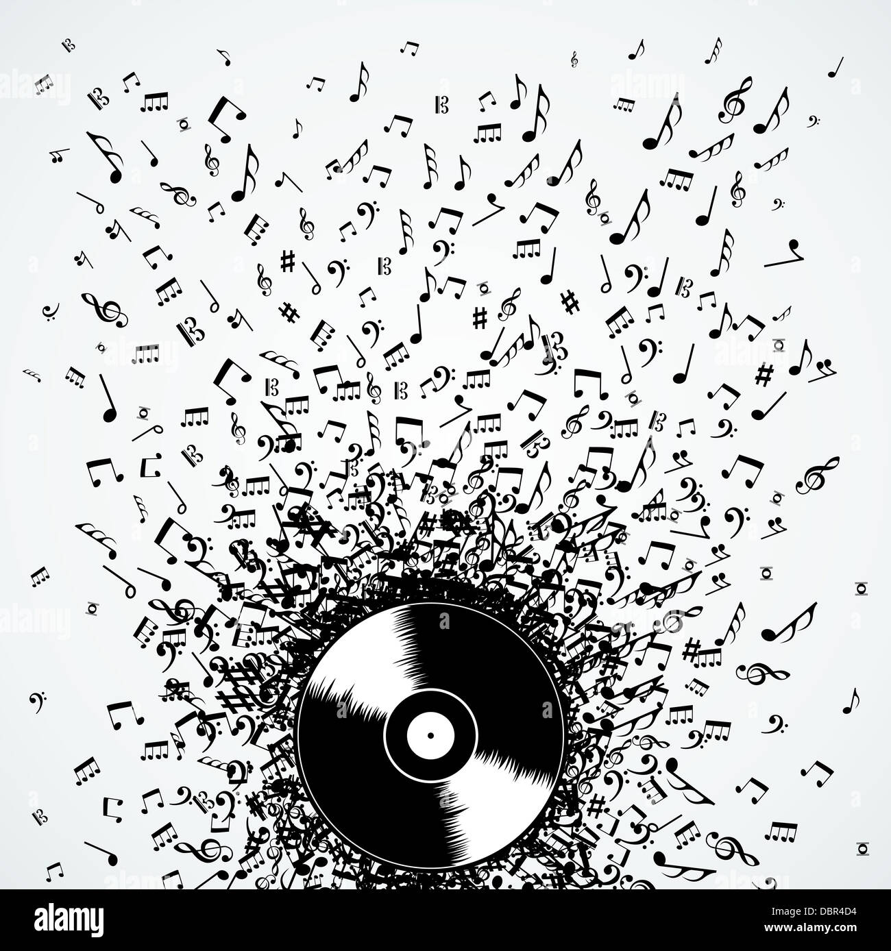 Dj vinyl record music notes splash illustration. Vector file layered ...