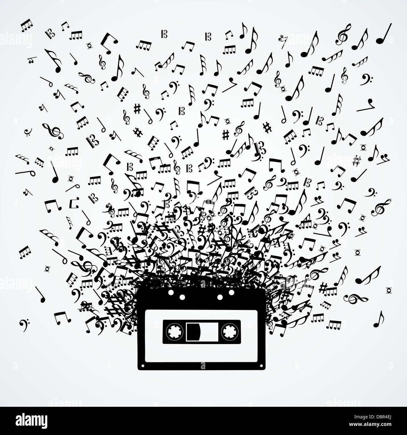 Random music notes splash cassette illustration. Vector file layered ...