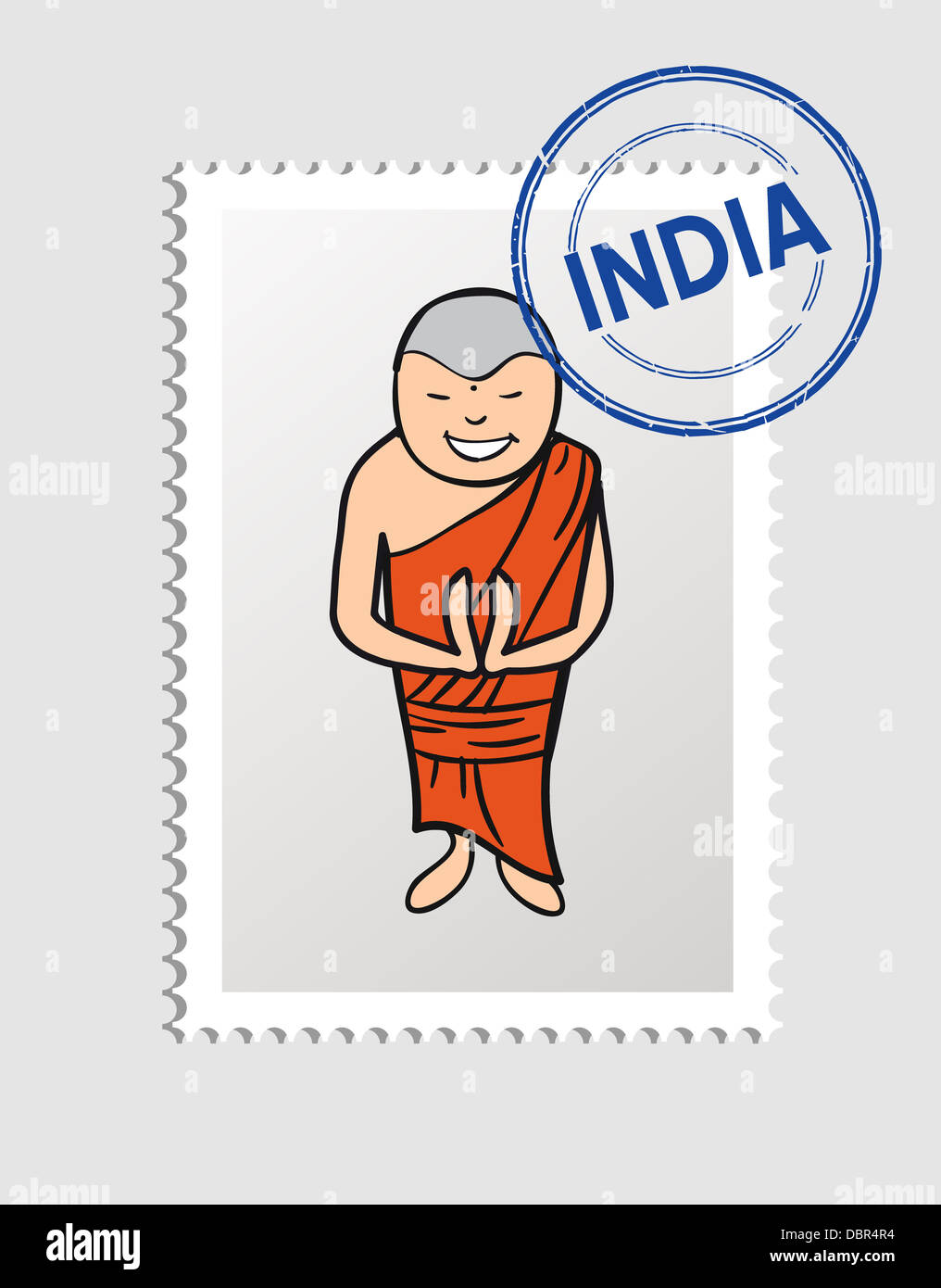 Hindu Man cartoon with india postal stamp. Vector illustration layered ...