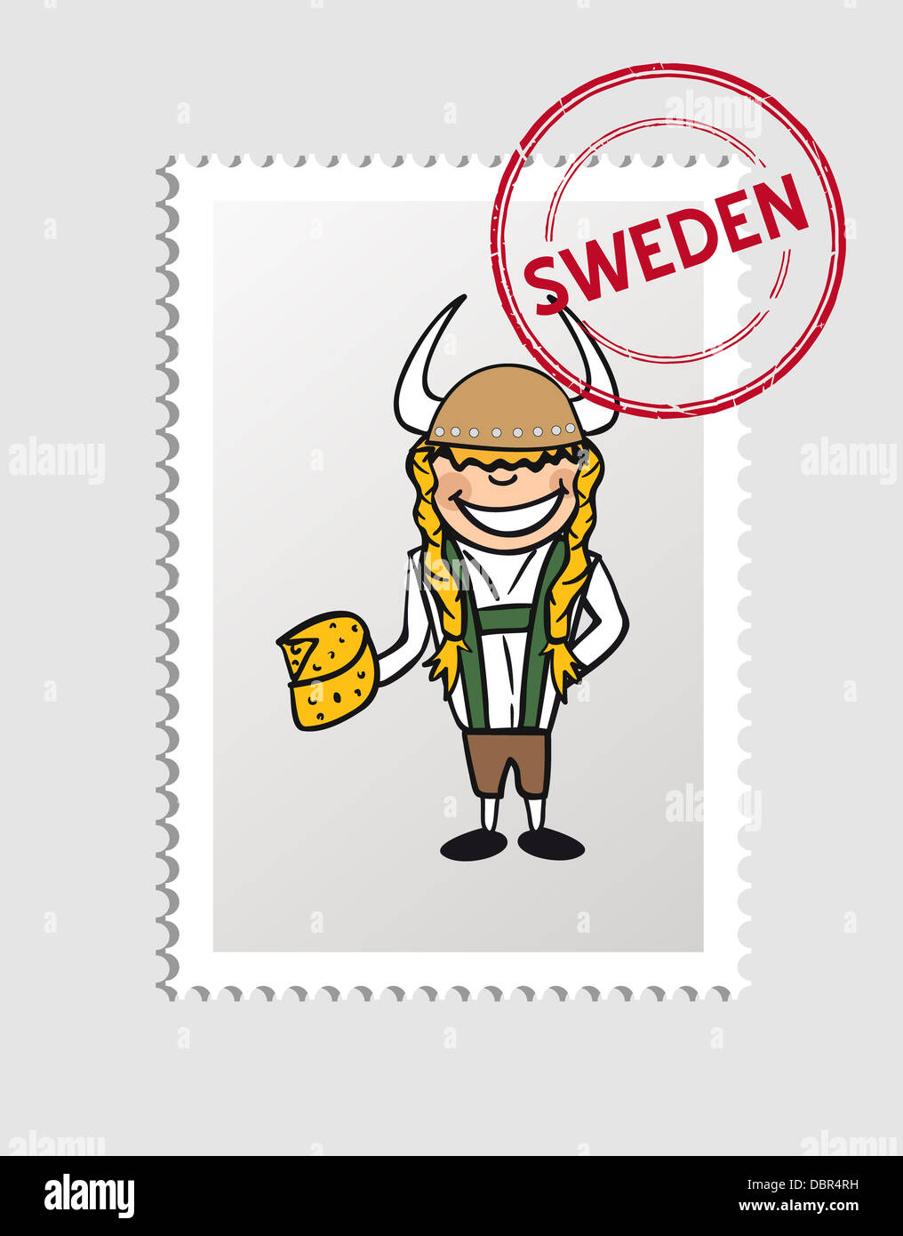 Swedish man cartoon with sweden postal stamp. Vector illustration ...