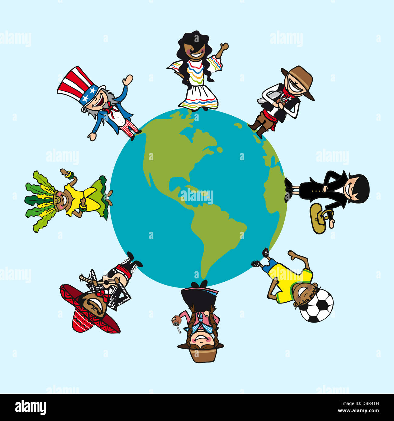 Planet earth, diversity cartoon people, american continent. Vector ...
