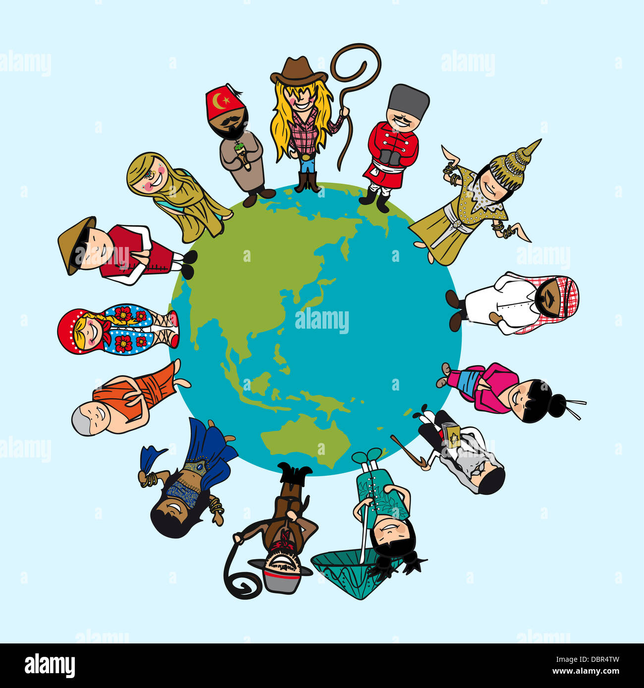 World map, diversity people cartoons with distinctive outfit. Vector ...