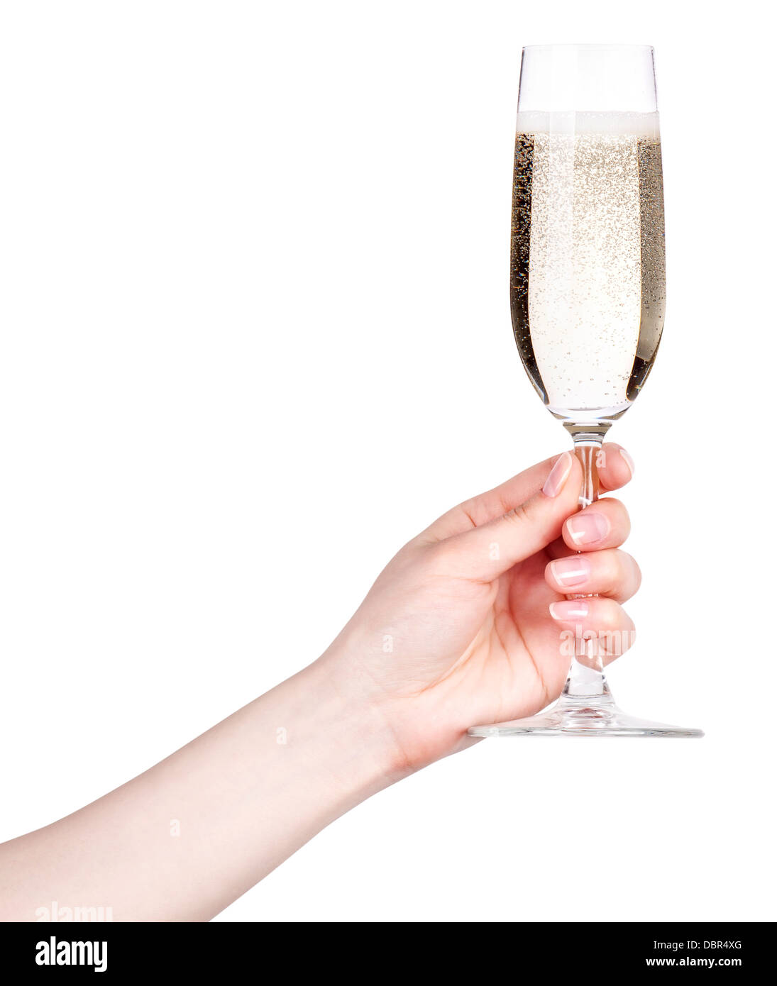 glass of champagne making toast on a white background Stock Photo - Alamy
