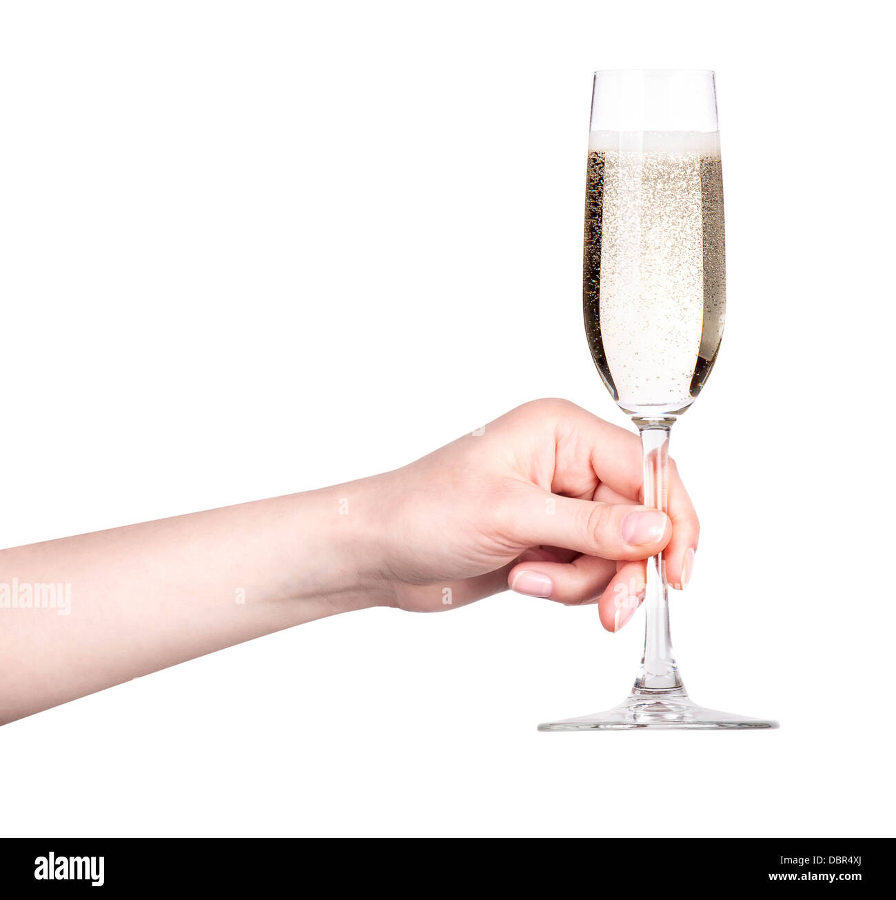 glass of champagne making toast on a white background Stock Photo - Alamy