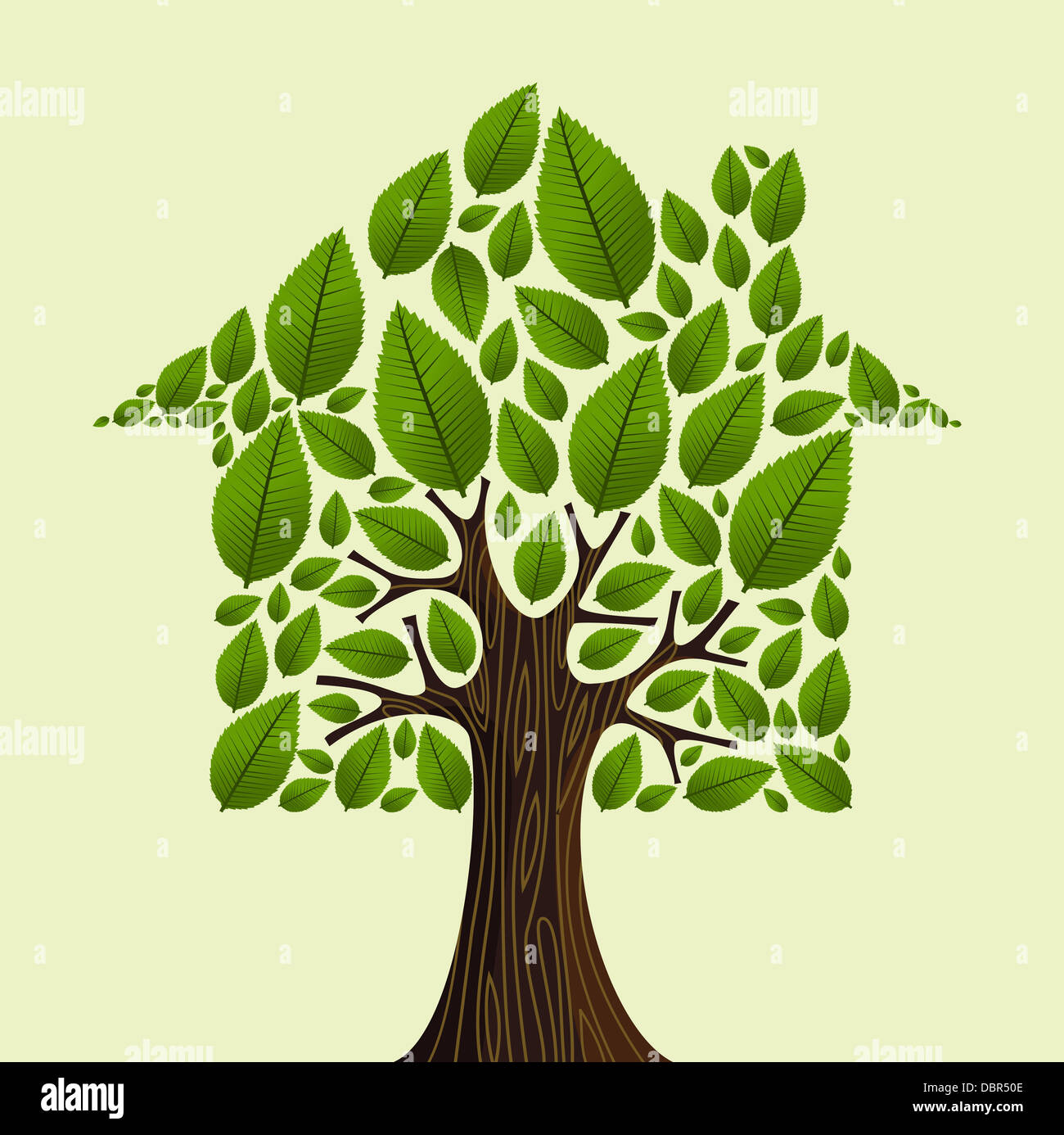 Real estate tree house green leaves illustration. Vector file layered ...