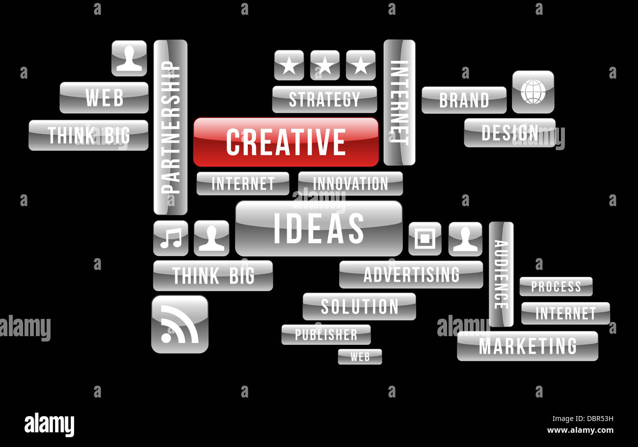 Creative ideas concept glossy web buttons. Vector file layered for easy ...