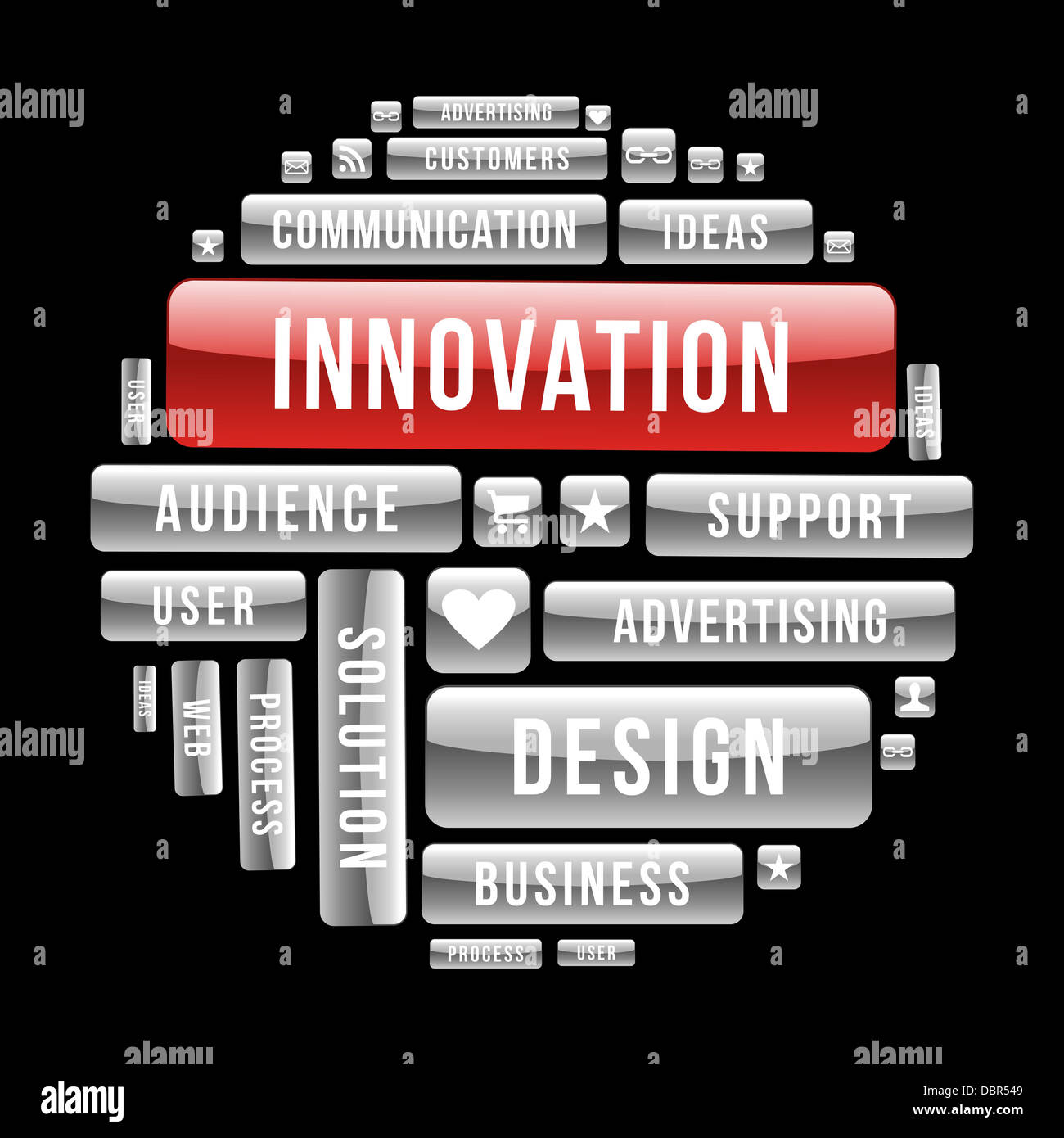 Design innovation circle shape glossy web buttons. Vector illustration ...