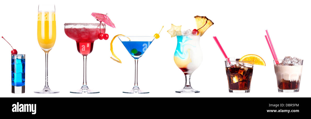 alcoholic cocktail set isolated on white background Stock Photo - Alamy
