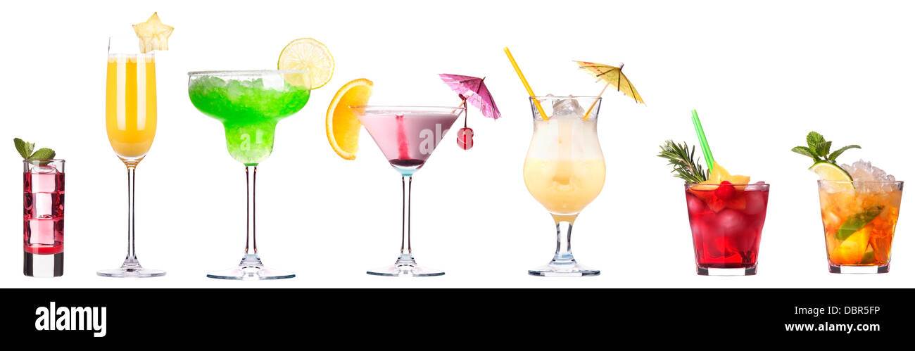 alcoholic cocktail set isolated on white background Stock Photo - Alamy