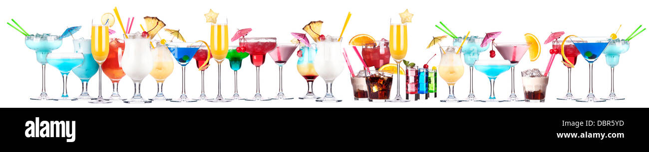 alcoholic cocktail set isolated on white background Stock Photo - Alamy