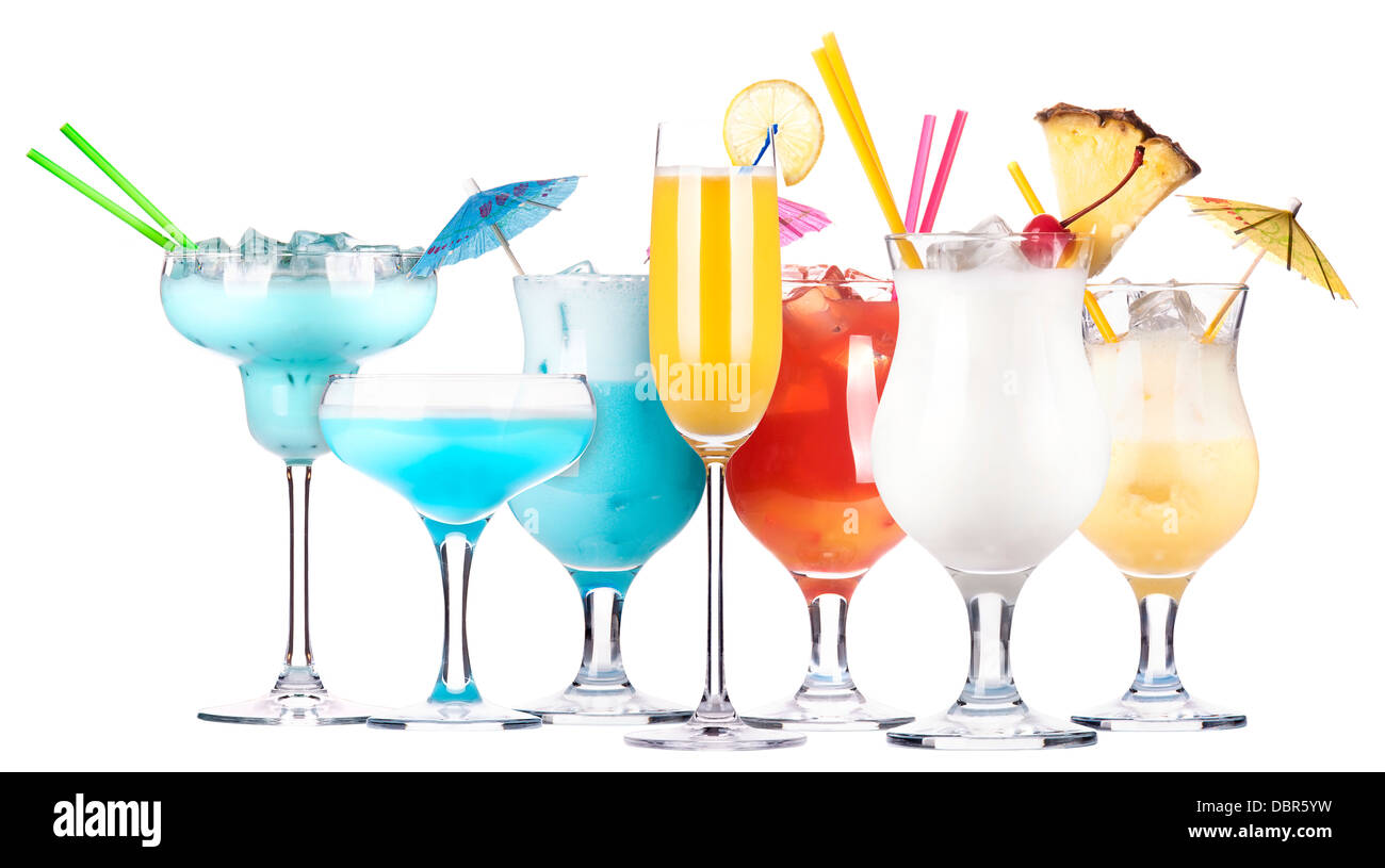 alcoholic cocktail set isolated on white background Stock Photo - Alamy