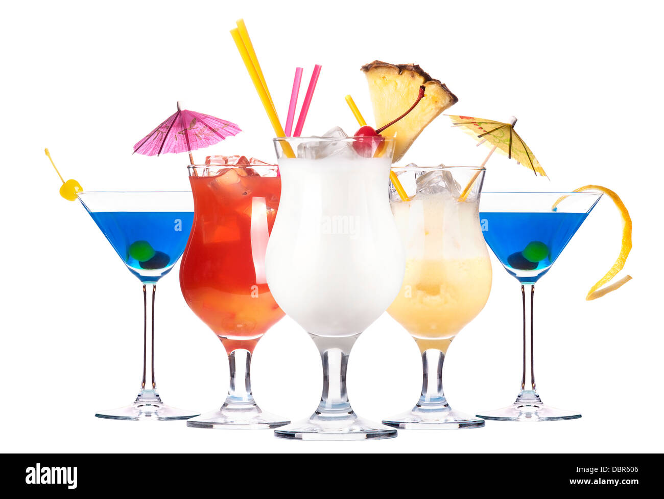 alcoholic cocktail set isolated on white background Stock Photo - Alamy