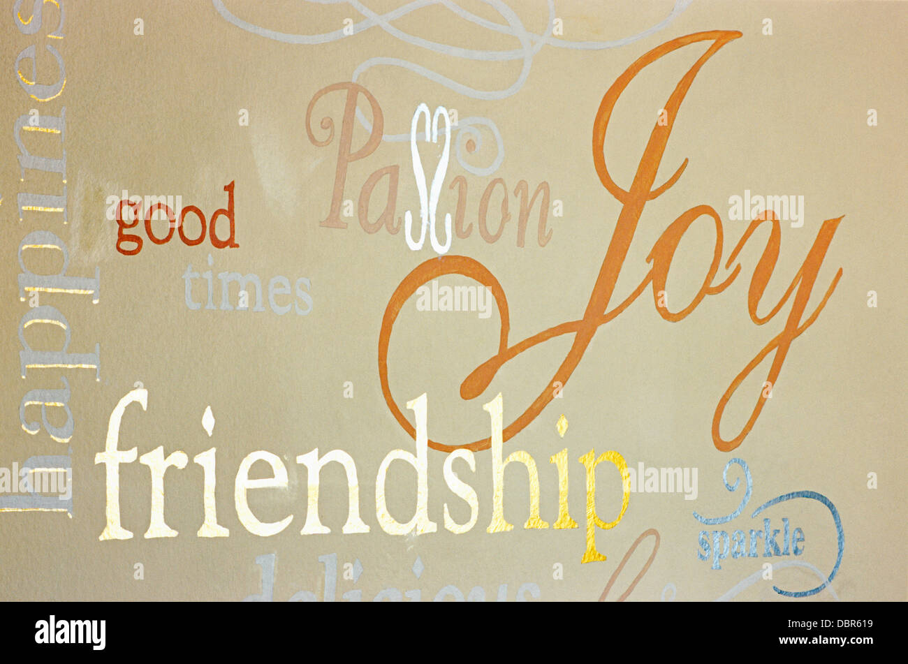 Close-up of stenciled lettering on wall Stock Photo - Alamy