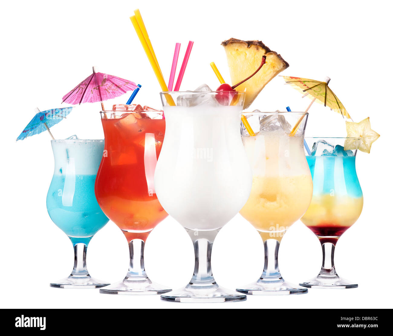alcoholic cocktail set isolated on white background Stock Photo - Alamy