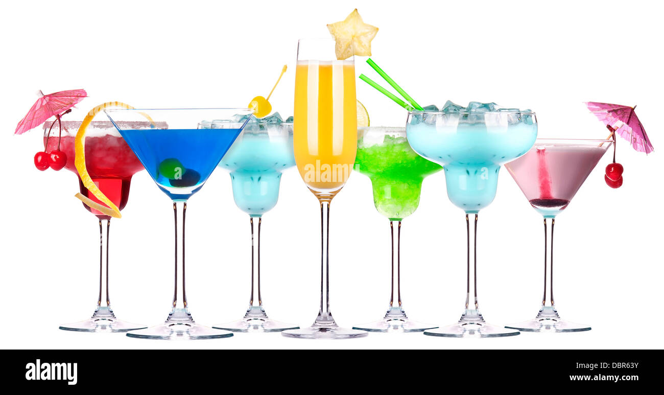 alcoholic cocktail set isolated on white background Stock Photo - Alamy