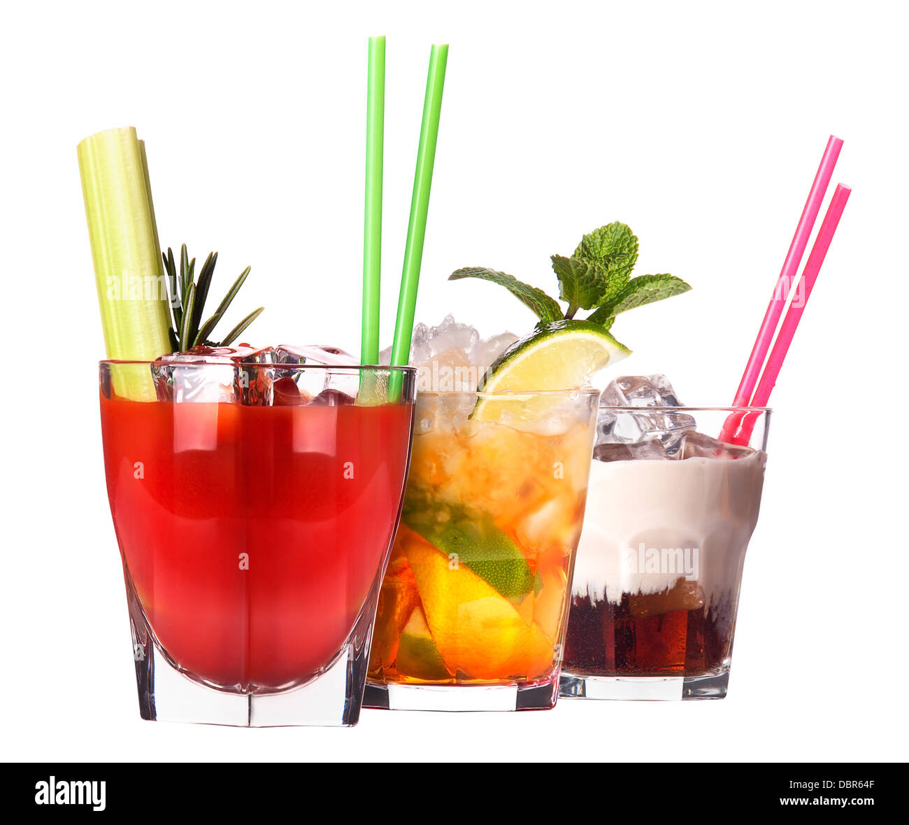 alcoholic cocktail set isolated on white background Stock Photo - Alamy