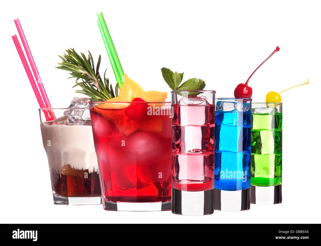 alcoholic cocktail set isolated on white background Stock Photo - Alamy