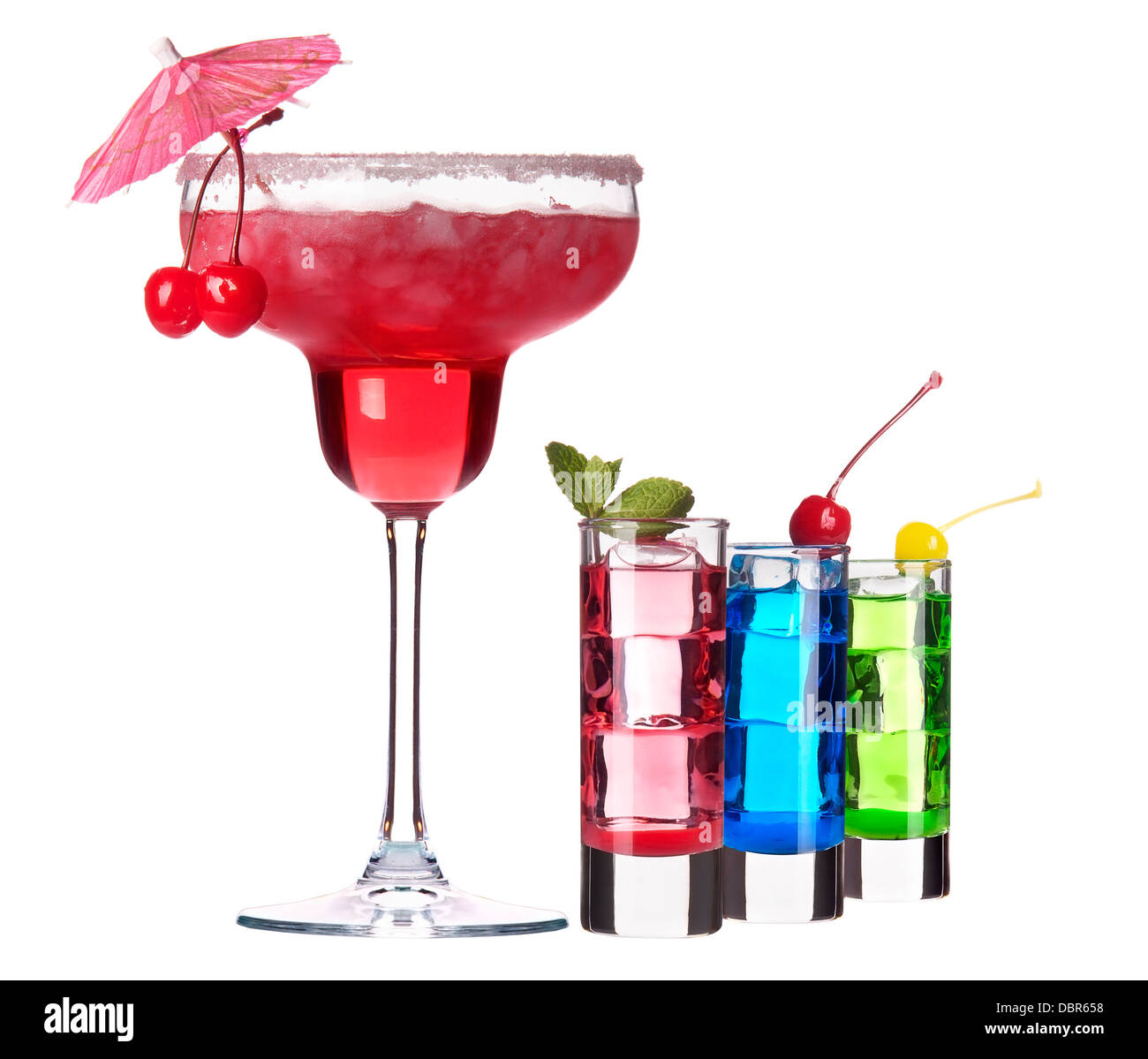 alcoholic cocktail set isolated on white background Stock Photo - Alamy