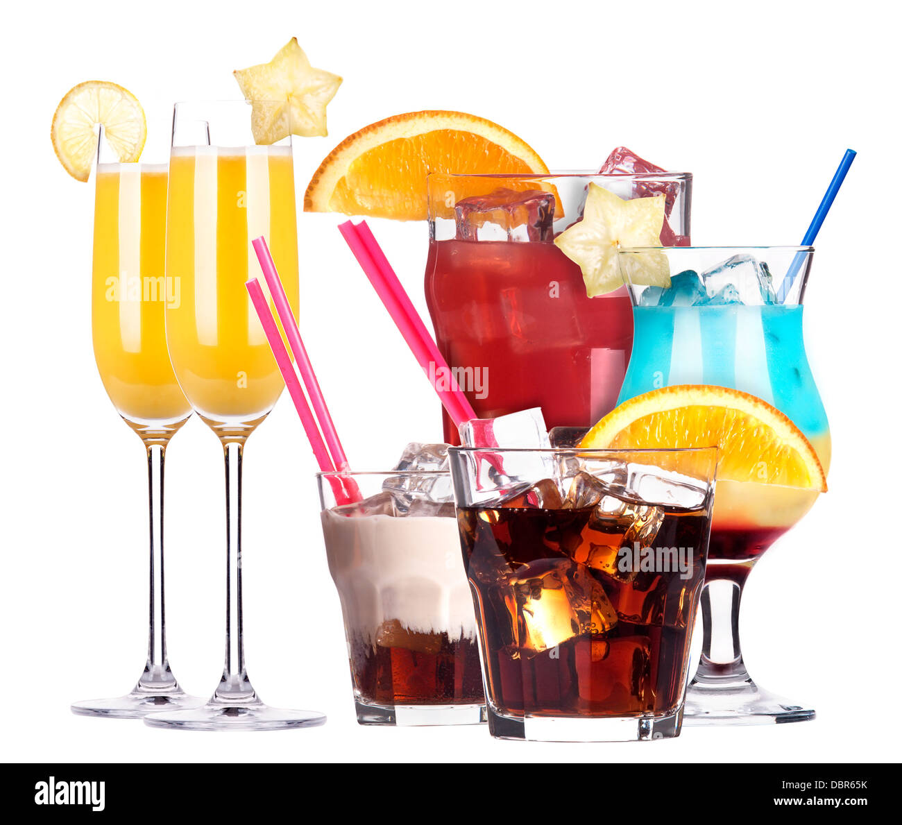 alcoholic cocktail set isolated on white background Stock Photo - Alamy