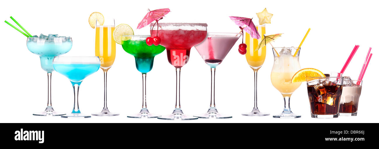 alcoholic cocktail set isolated on white background Stock Photo - Alamy