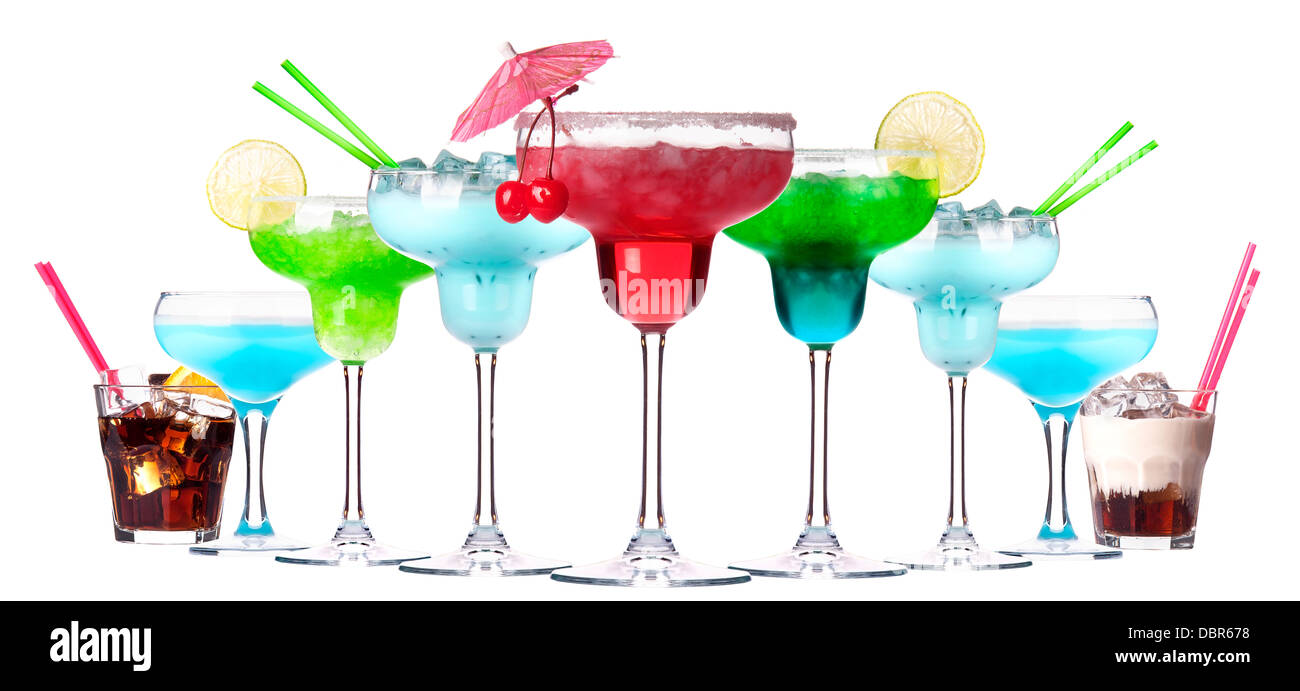 alcoholic cocktail set isolated on white background Stock Photo - Alamy