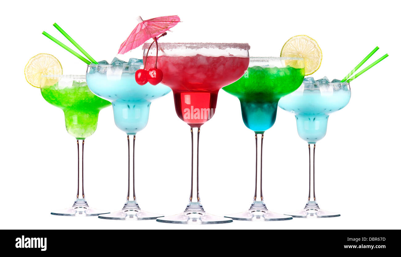 alcoholic cocktail set isolated on white background Stock Photo - Alamy