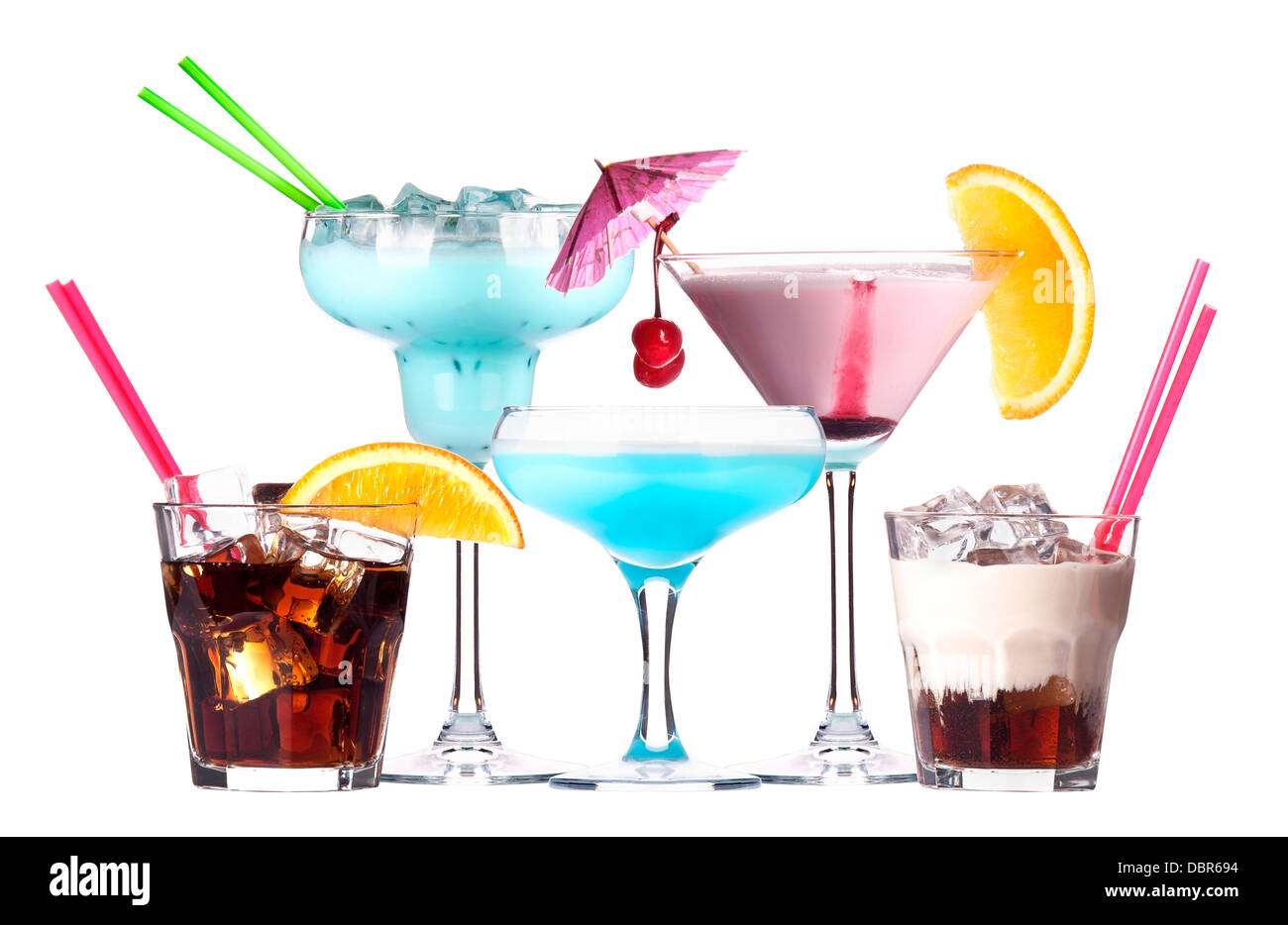 alcoholic cocktail set isolated on white background Stock Photo - Alamy