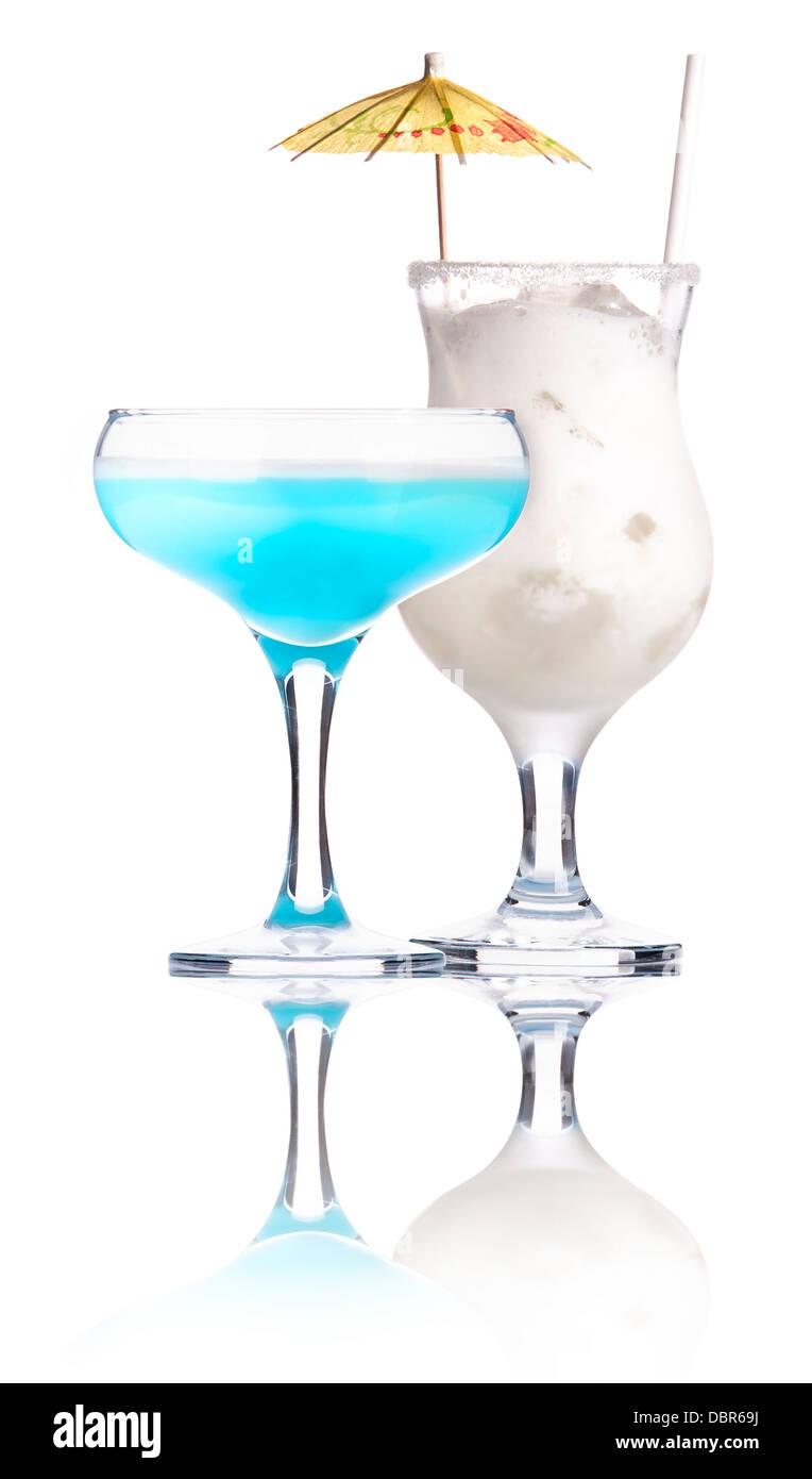 alcoholic cocktail set isolated on white background Stock Photo - Alamy