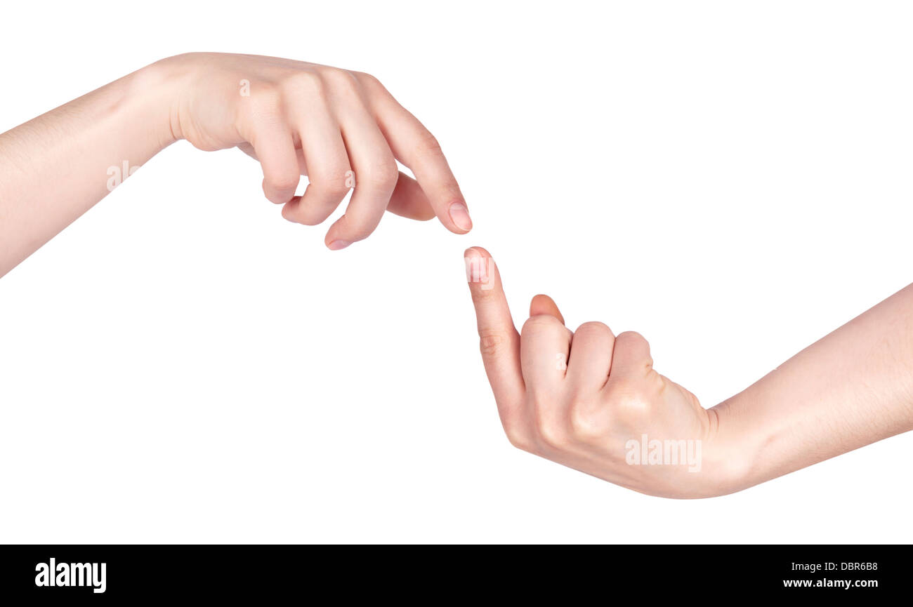 Touching Hands isolated Stock Photo - Alamy