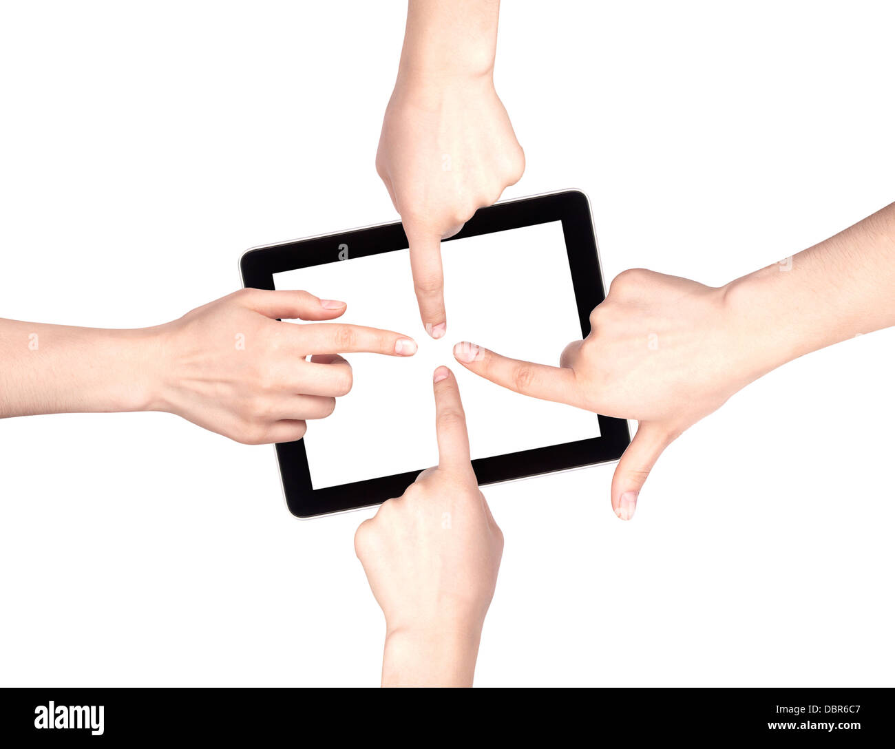 Touch screen tablet computer with hand set isolated Stock Photo - Alamy