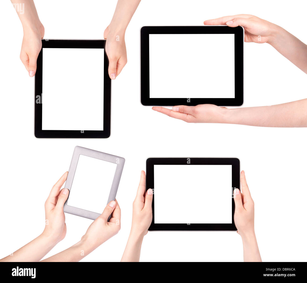 Touch screen tablet computer with hand set isolated Stock Photo - Alamy